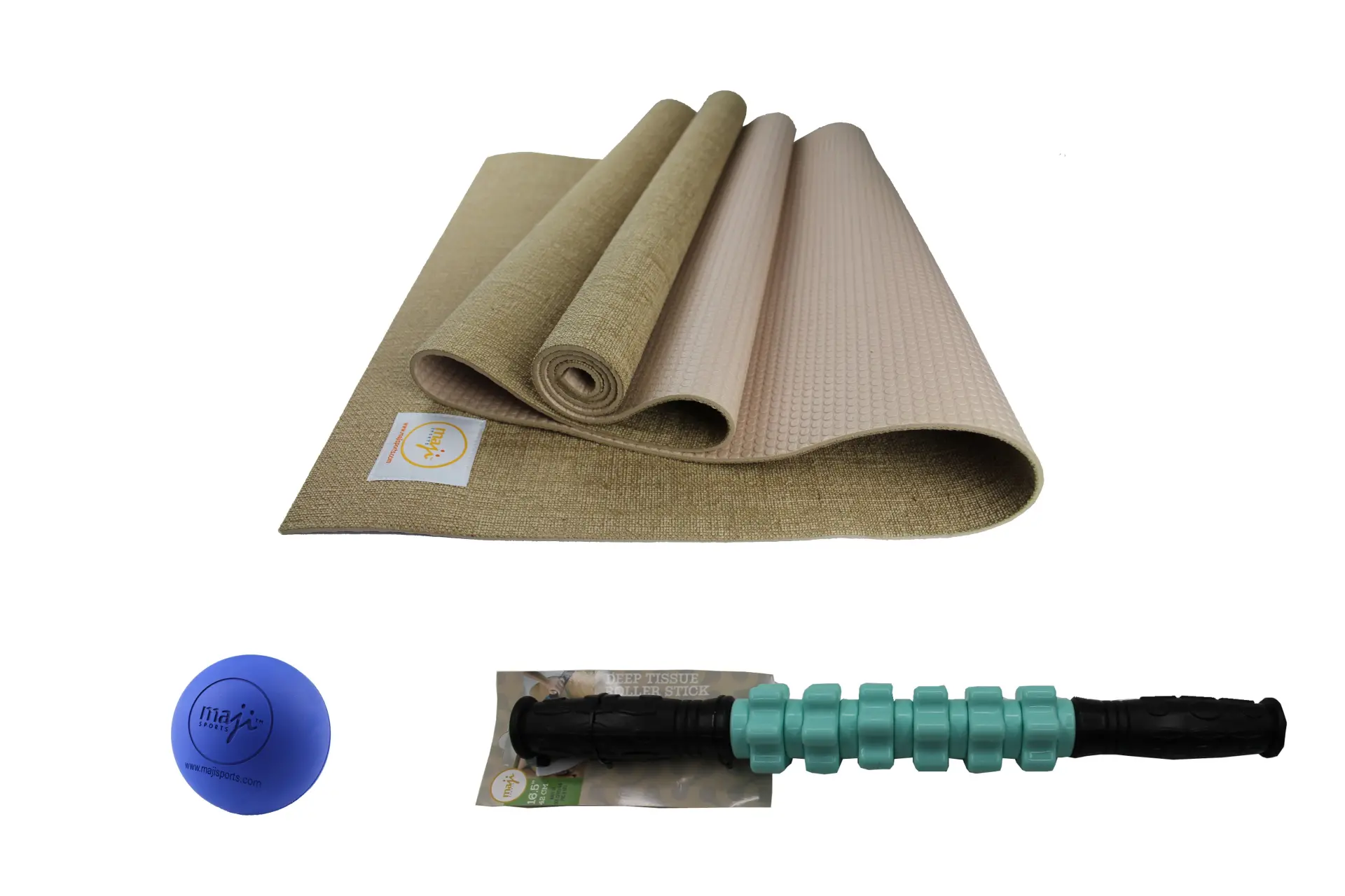 Jute ECO Yoga Mat + Massage Stick + Trigger Point Ball - renewmywellnessnow